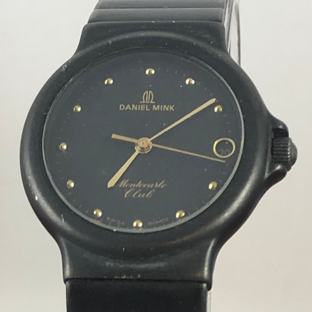 Vintage Daniel Mink Gold On Black Classic Watch - Gem